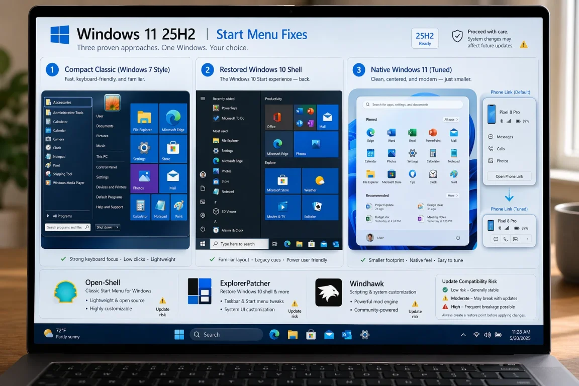 Best Open Source Tools to Fix Windows 11 25H2 Start Menu (Open-Shell ...
