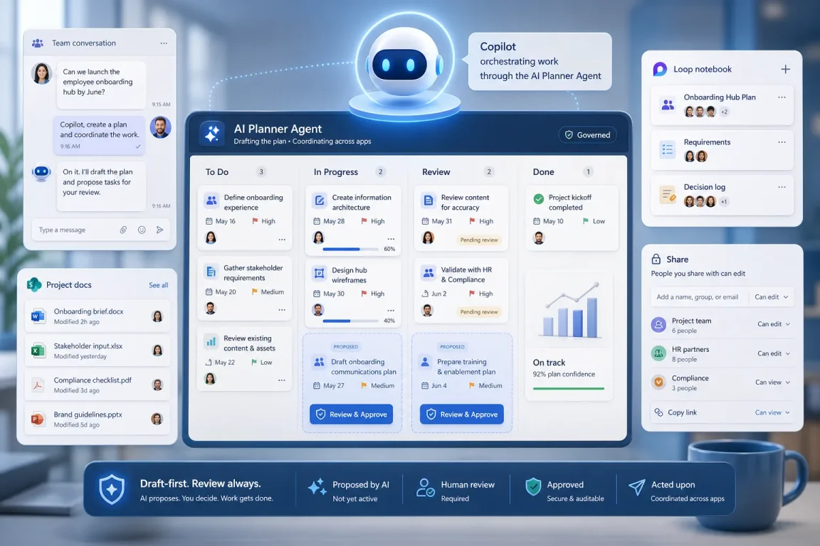 Planner Agent GA: Draft-Safe AI Tasks Across 365 Copilot