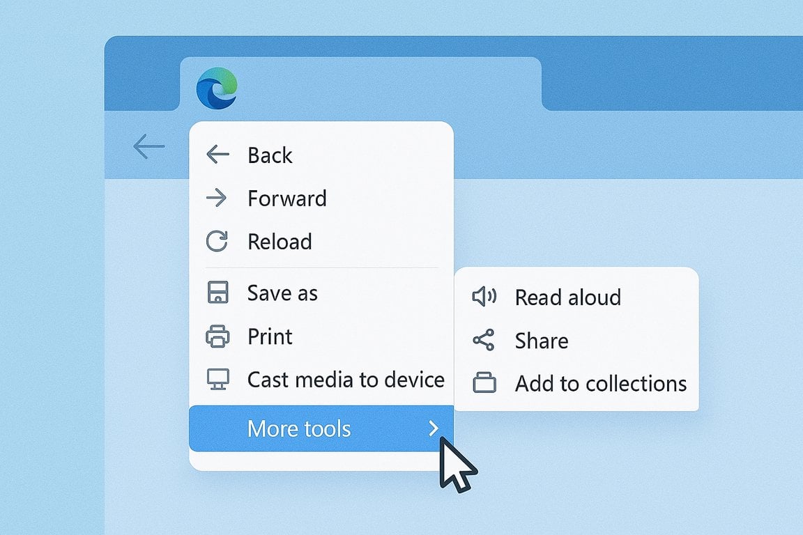 Edge Right‑Click Menu Gets Cleaner With More Tools Submenu | Windows Forum
