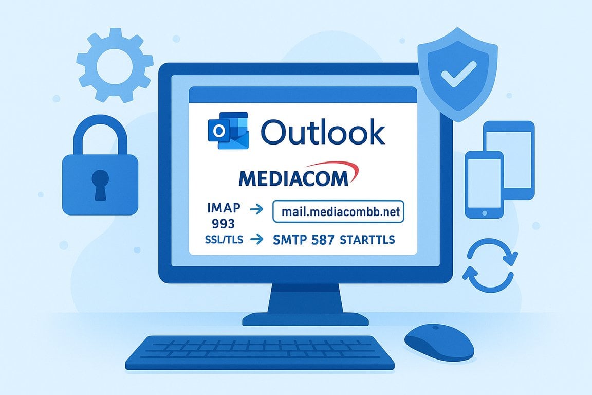 Mediacom Email in Outlook: IMAP SMTP Settings and Setup Guide | Windows ...