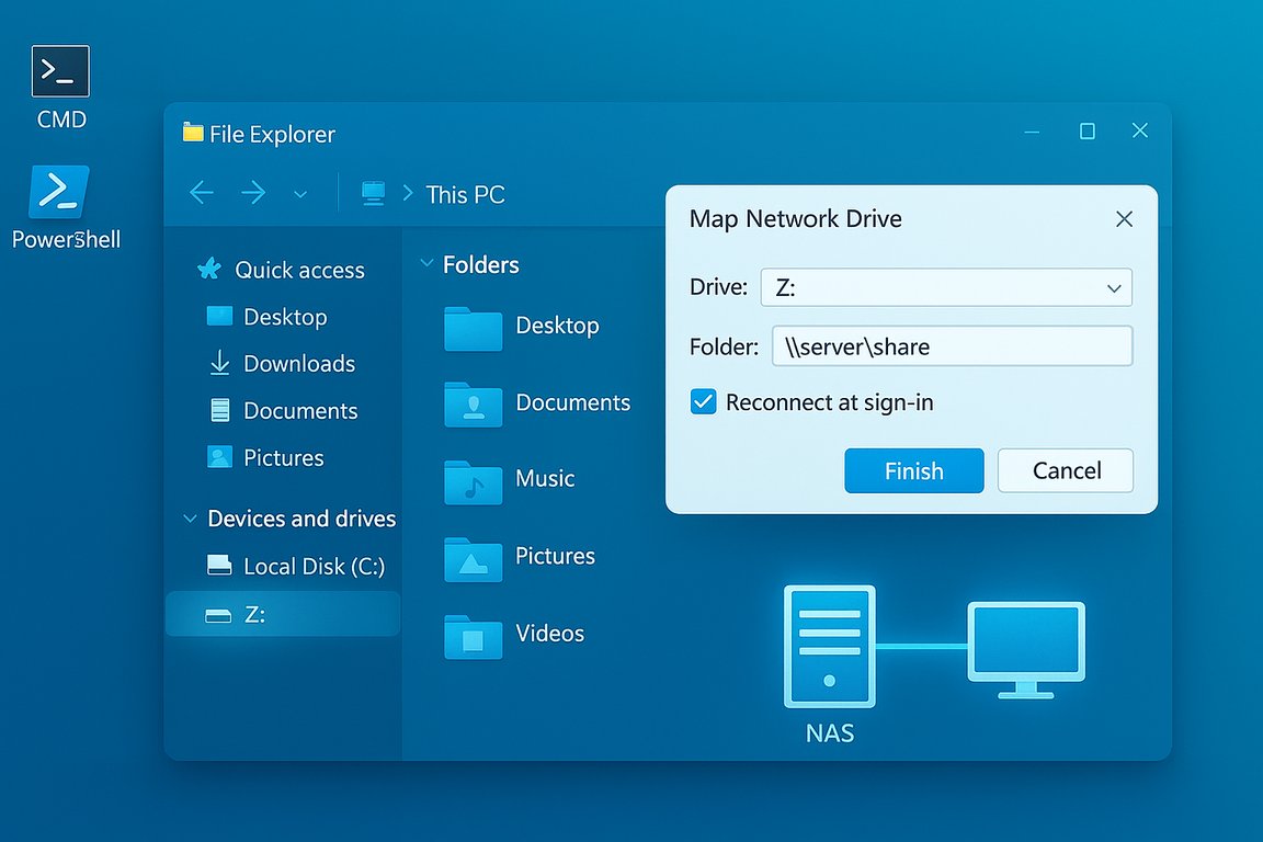 Map a Network Drive in Windows 11 and 10: GUI Net Use PowerShell | Windows Forum