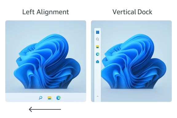 Move Windows 11 Taskbar Left: Official Alignment vs Vertical Dock ...
