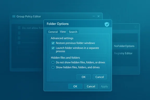 Restore or Lock File Explorer Folder Options: Policy and Registry Guide | Windows Forum
