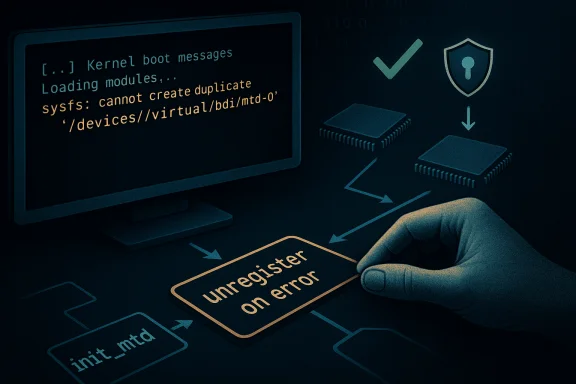 Linux MTD Core CVE-2022-50304: Unregister on Error Fix Restores Module ...
