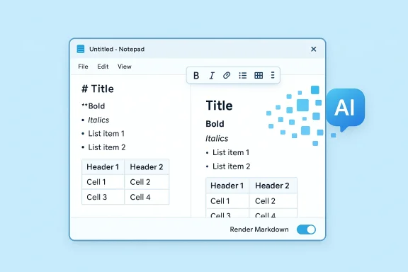 Notepad Embraces Markdown and AI: Formatting Tables and On-Device ...