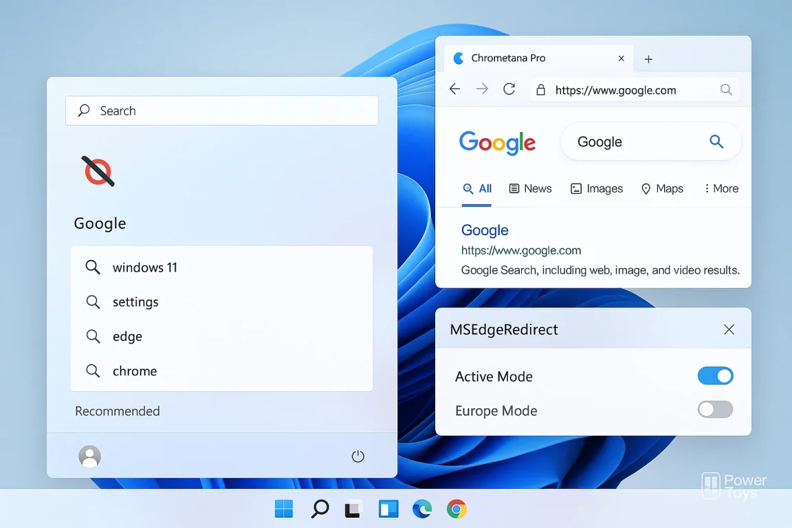 Replace Bing and Edge in Windows Start Menu with Chrometana Wedge or ...